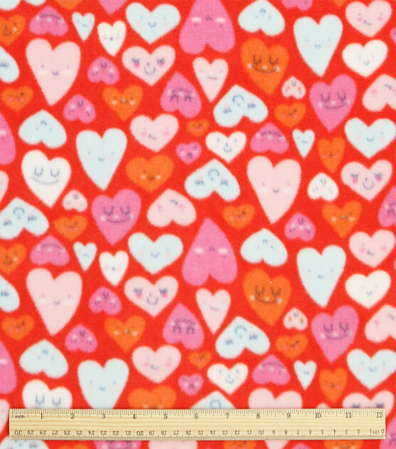 Hearts On Red Anti Pill Plush Fleece Fabric By Pop Joann