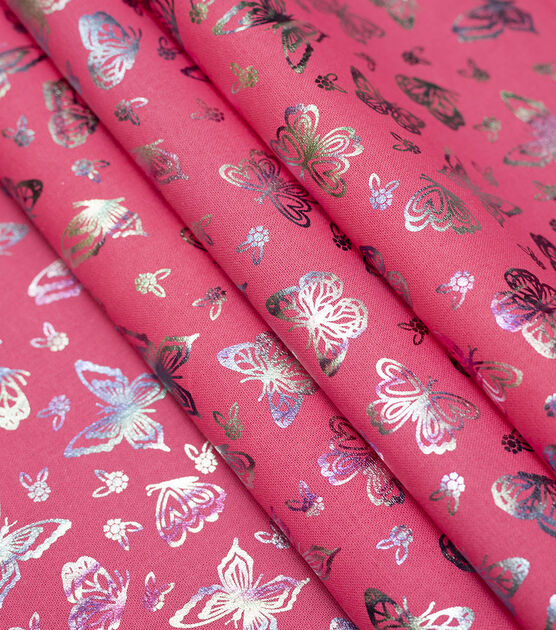 Butterflies On Pink Quilt Foil Cotton Fabric By Keepsake Calico Joann