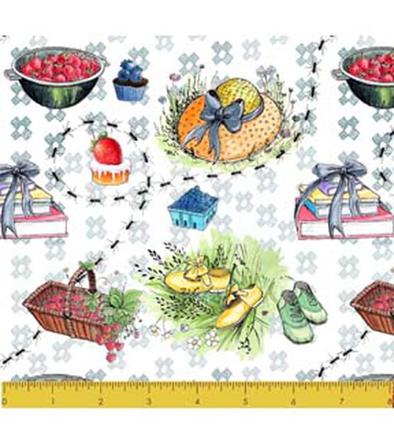Stitch And Sparkle Picnic With Ants On White Cotton Fabric Joann