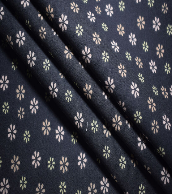 Mini Floral Medallion On Black Quilt Cotton Fabric By Quilters