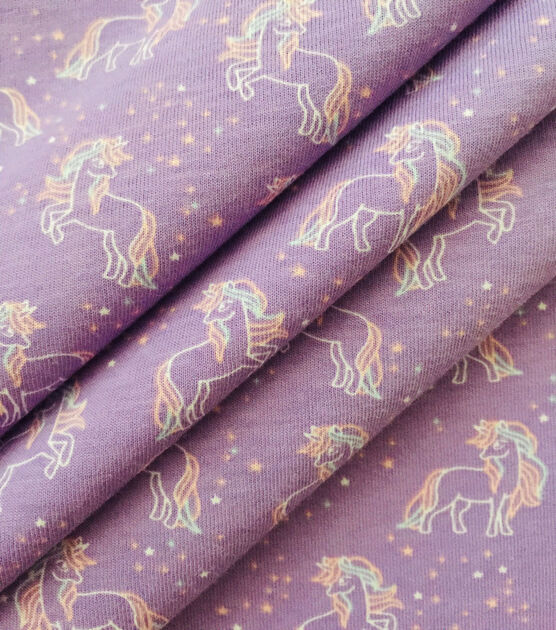Unicorns On Purple Jersey Knit Fabric By Pop Joann Canada