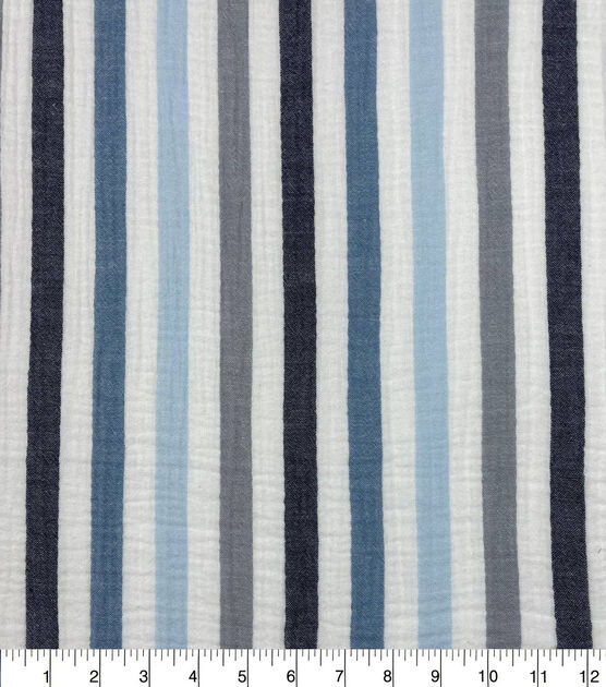 Blue Multi Stripe Bubble Gauze Fabric Joann