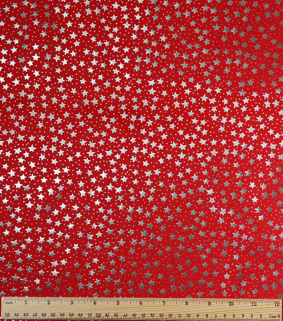 White And Red Star Patriotic Foil Cotton Fabric Joann