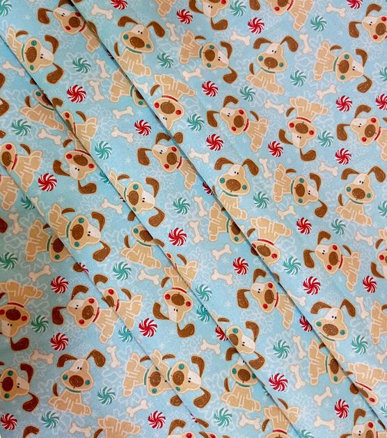 I Woof You Gingerbread On Glitter Blue Christmas Cotton Fabric Joann