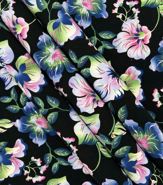 Neon Floral On Black Rayon Spandex Knit Fabric Joann