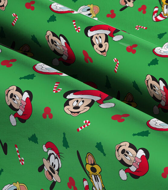 Mickey And Friends On Green Christmas Cotton Fabric Joann
