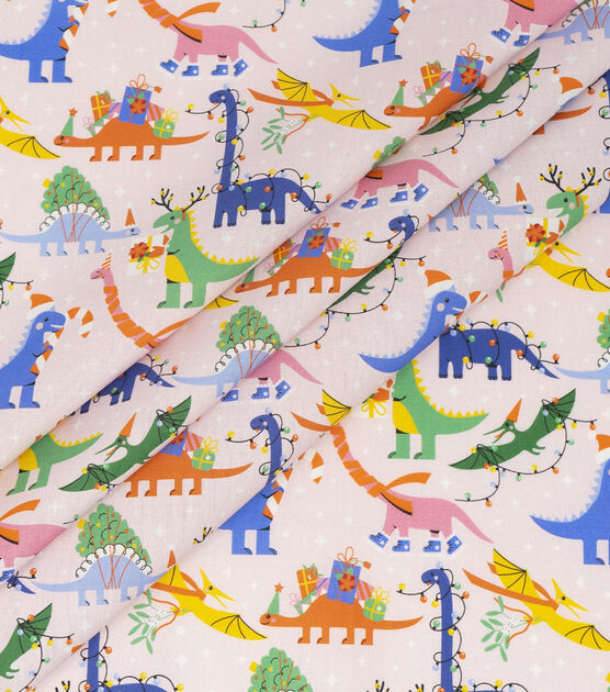 18 X 21 Dinosaurs And Lights Christmas Cotton Fabric Quarter Bundle 5pc
