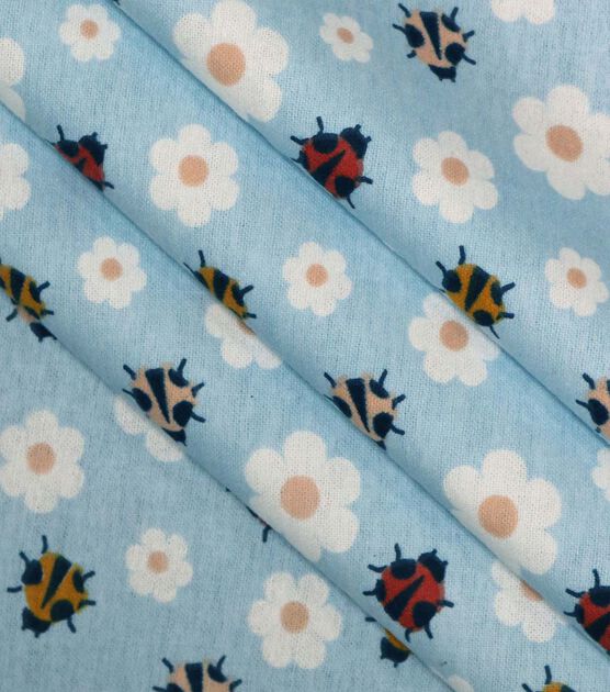 Ladybugs And Daisies On Blue Super Snuggle Flannel Fabric Joann