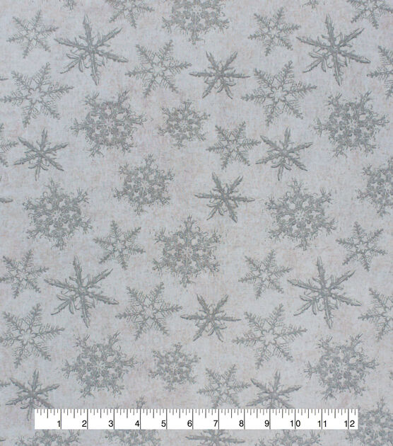 Silver Snowflakes On White Christmas Glitter Cotton Fabric Joann