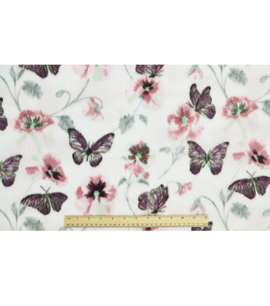 Pink Floral And Butterflies Anti Pill Fleece Fabric Joann