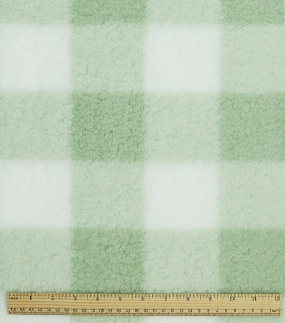 Light Green Gingham Sherpa Fleece Fabric Joann