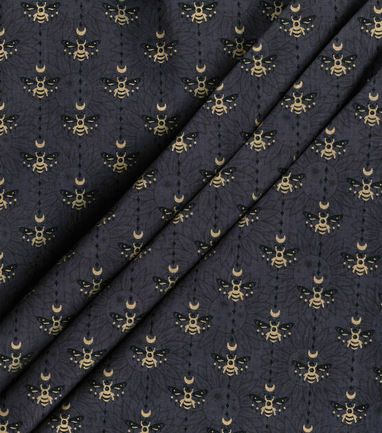 Sunflowers Blue Premium Metallic Cotton Fabric Joann