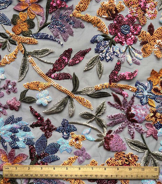 Pink And Purple Embellished Floral Mesh Fabric Joann