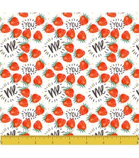 Stitch And Sparkle We Love Strawberries On White Cotton Fabric Joann