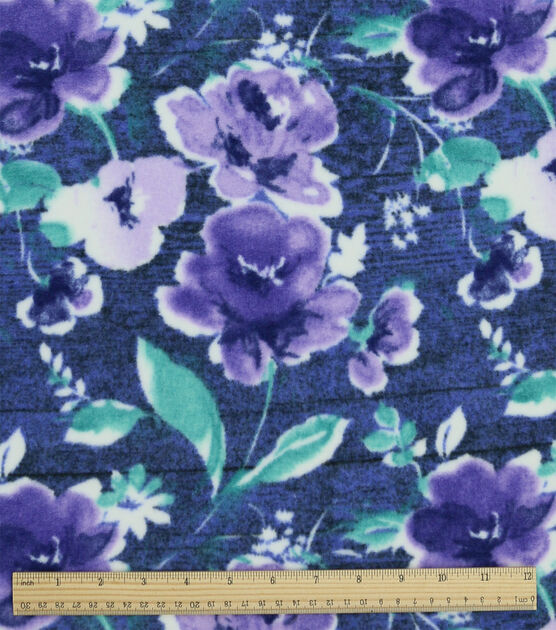 Navy Watercolor Floral Luxe Fleece Fabric Joann