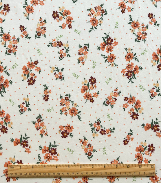 White Dot Bouquet Smocked Rayon Challis Fabric Joann