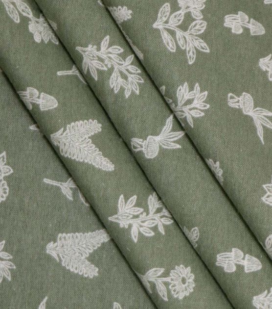 Floral And Mushrooms On Forest Green Nursery Flannel Fabric Joann