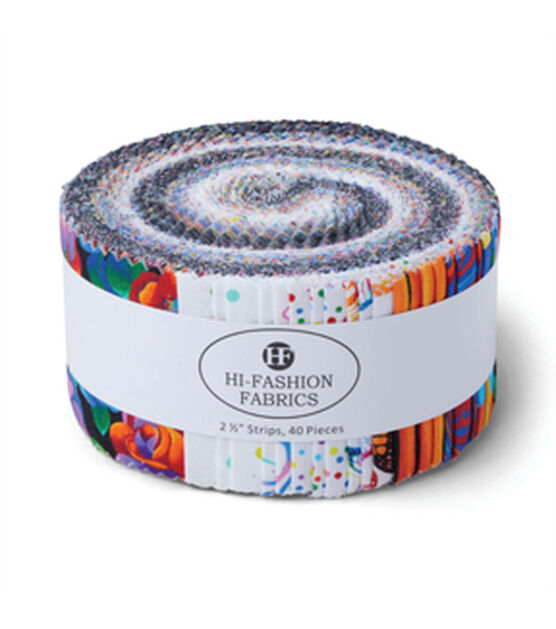 25 Rainbow Bright Cotton Fabric Strips 40pc Joann