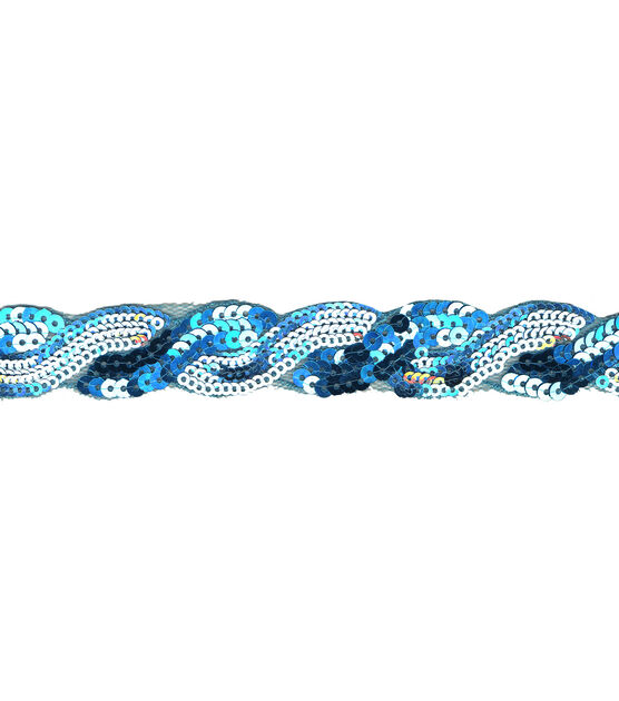 Wrights Sequin Twisted Braid Trim Blue Jewel Joann