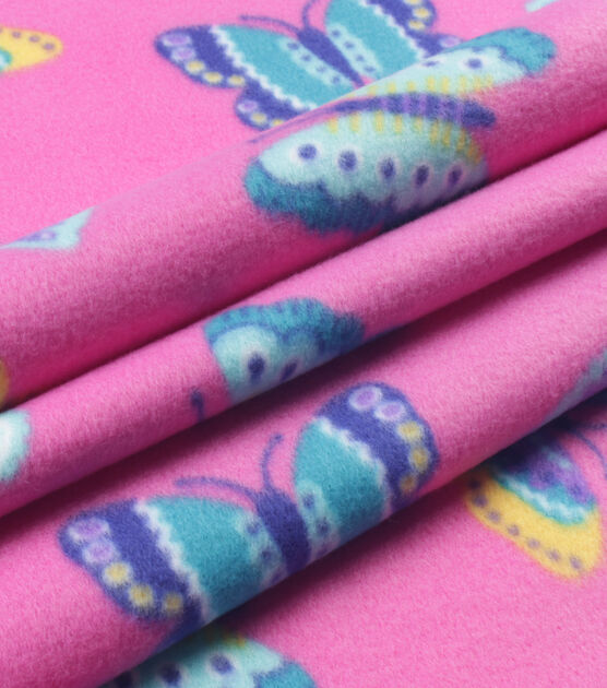 Butterfly On Pink Blizzard Fleece Fabric Joann