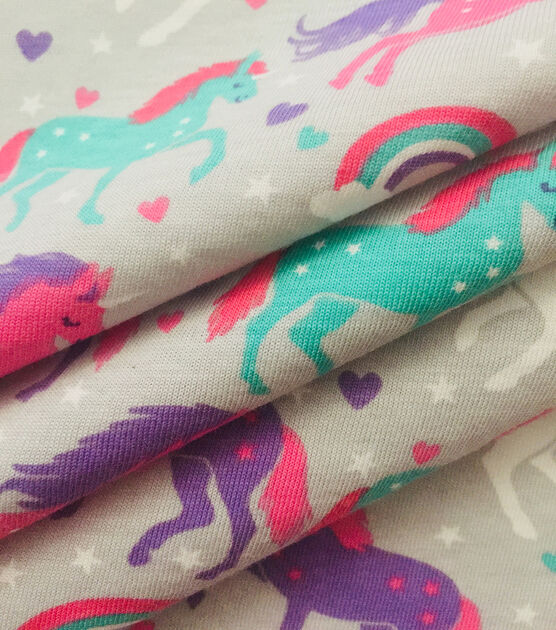 Unicorns On Ash Jersey Knit Fabric By Pop Joann