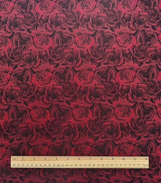 Red Roses Embossed 3d Halloween Jacquard Fabric By The Witching Hour