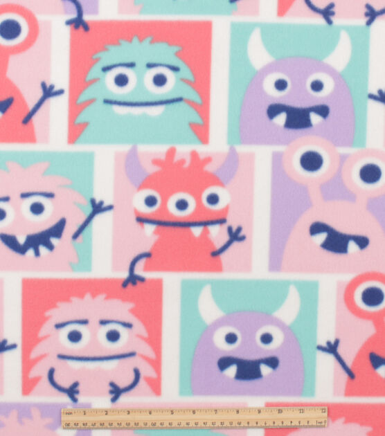 Pink Grid Monsters Blizzard Fleece Fabric Joann