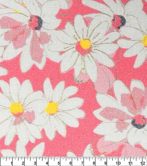 18 X 21 Daisies On Pink Quilt Cotton Fabric Quarter By Keepsake