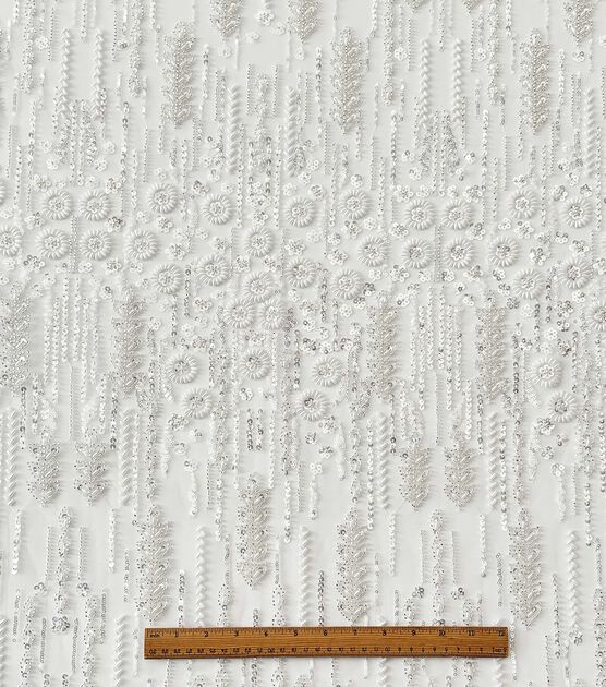 White 3d Beaded Flowers Mesh Fabric Joann