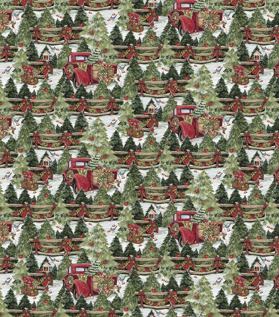 Springs Creative Pine Trees And Fence Christmas Cotton Fabric Joann