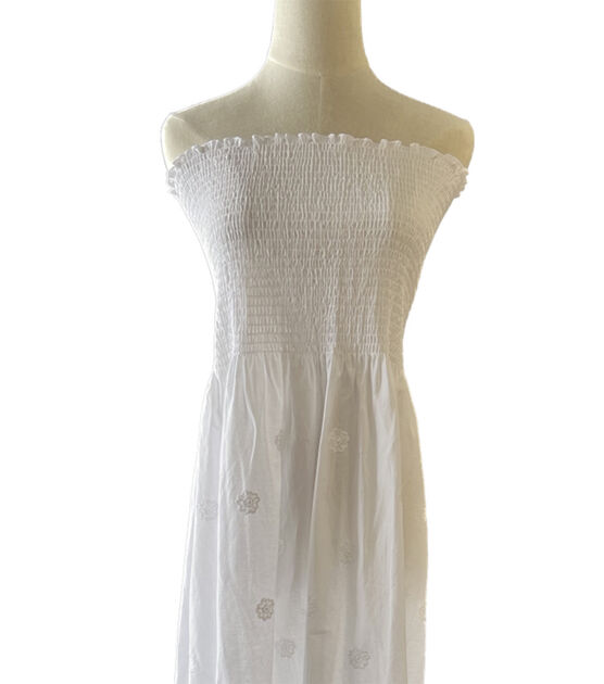 White Smocked Eyelet Cotton Fabric Joann