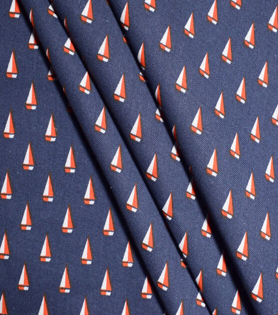 Mini Nautical Boats On Navy Quilt Cotton Fabric By Quilters Showcase