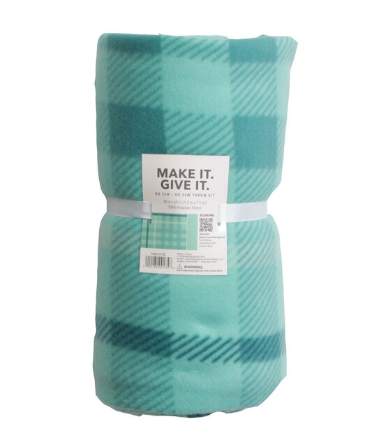 48 Wide Green And White Plaid No Sew Fleece Blanket By Make It Give It