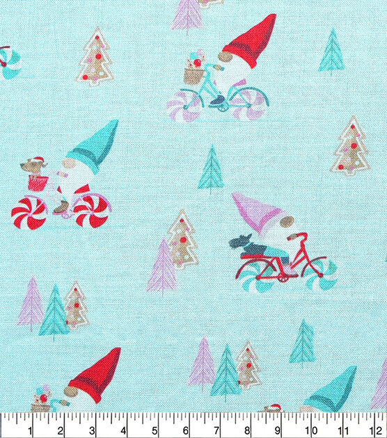 Gnomes And Trees On Blue Christmas Cotton Fabric Joann
