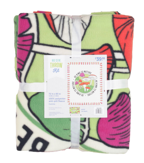 72 Wide Mushroom And Be Kind To Nature No Sew Fleece Blanket Joann