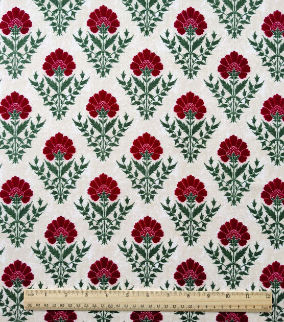 Geometric Floral On White Luxe Flannel Fabric Joann