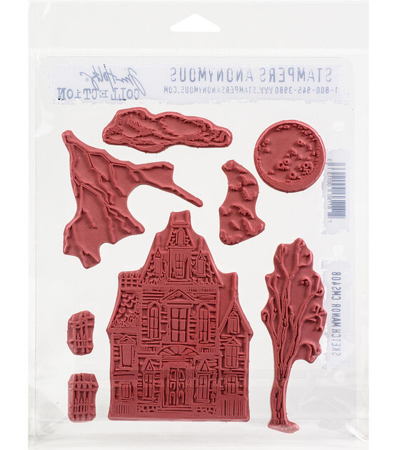Tim Holtz 7 X 85 Halloween Sketch Manor Red Rubber Cling Stamps Joann