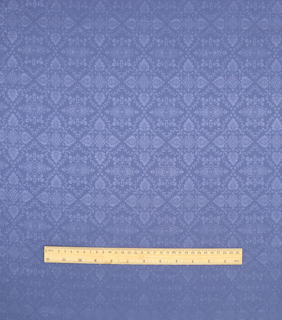 Dark Blue Damask Silky Jacquard Fabric Joann