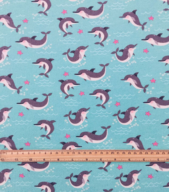 Dolphins On Blue Cotton Interlock Knit Fabric By Pop Joann