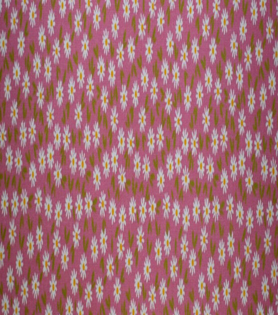 White Packed Ditsy Floral On Pink Cotton Fabric By Quilters Showcase