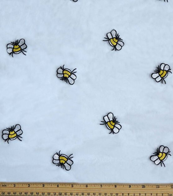 Embroidered Bees On Blue Mesh Fabric By Glitterbug Joann