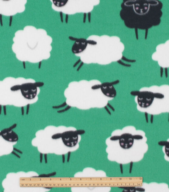 Happy Sheep On Green Blizzard Fleece Fabric Joann