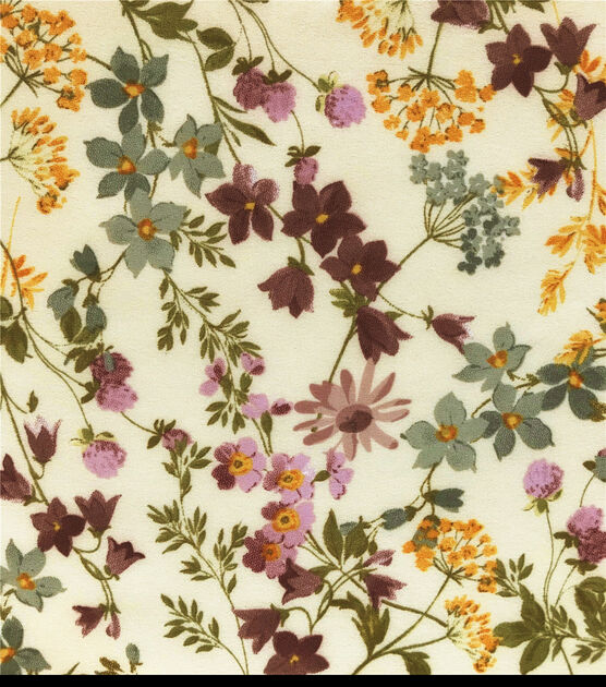 Ivory Multi Wildflower Toss Stretch Chiffon Fabric Joann