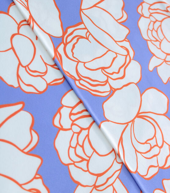 White Rose Outline Double Brush Jersey Knit Fabric Joann