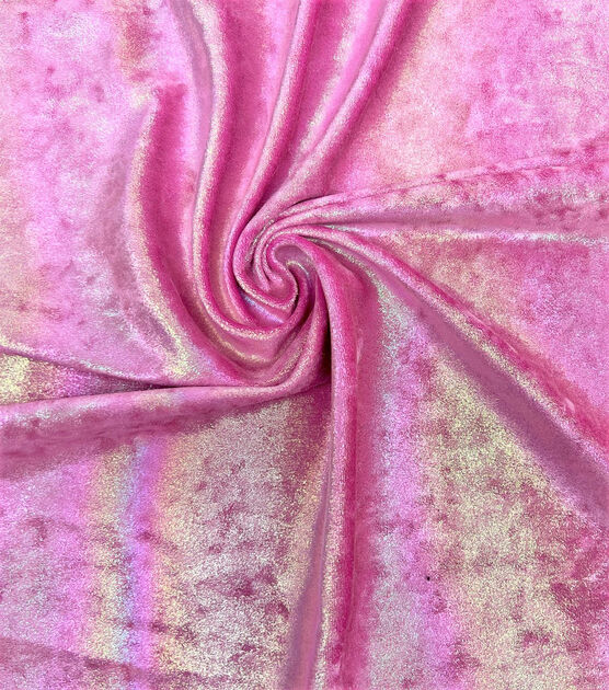 Pink Crushed Velvet With Rainbow Foil Apparel Fabric Joann