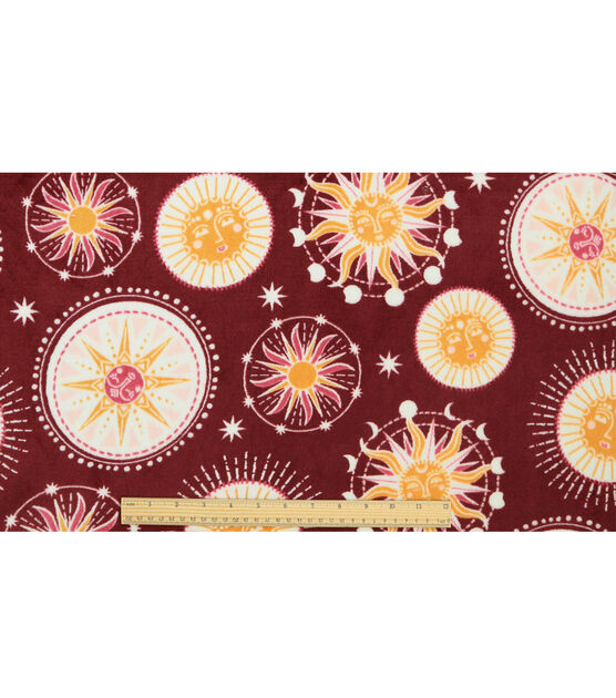 Celestial Sunshines On Red Sew Lush Fleece Fabric Joann