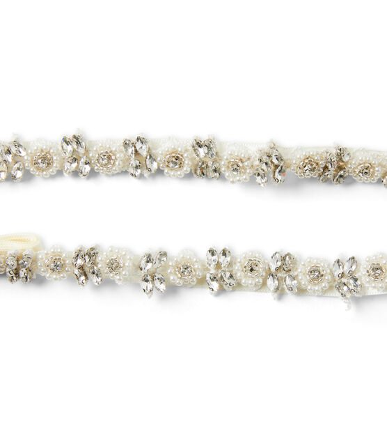 Badgley Mischka 3yd White Floral Pearl Bead Trim Joann