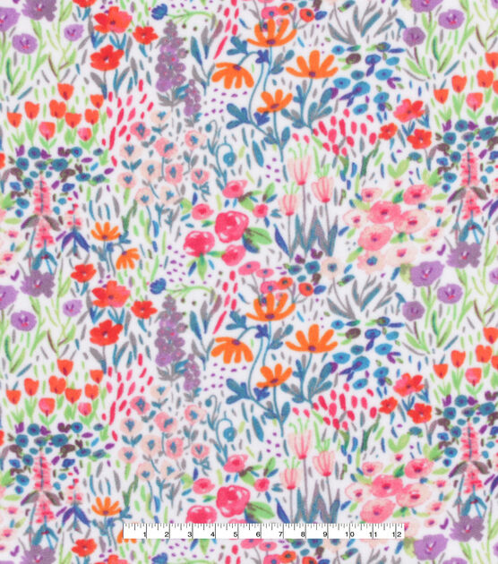 Watercolor Packed Floral Anti Pill Fleece Fabric Joann