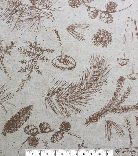 Beige Festive Sprout Cotton Canvas Fabric Joann