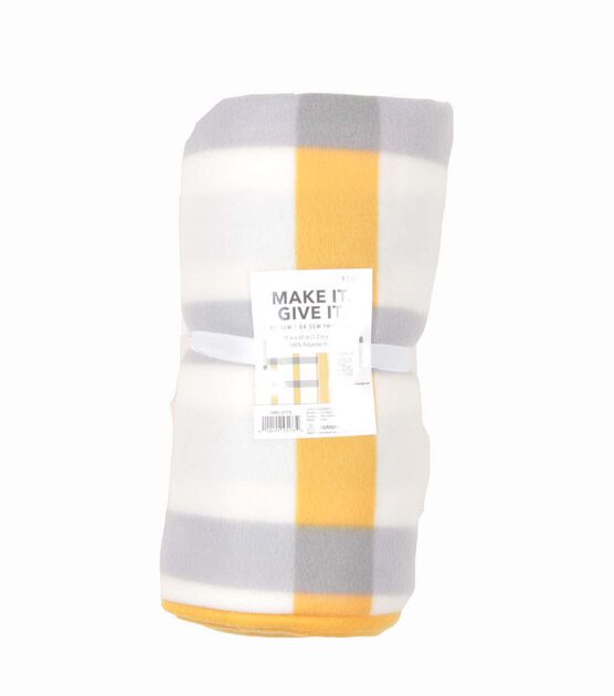 48 Wide Yellow Plaid No Sew Fleece Blanket By Happy Value Joann